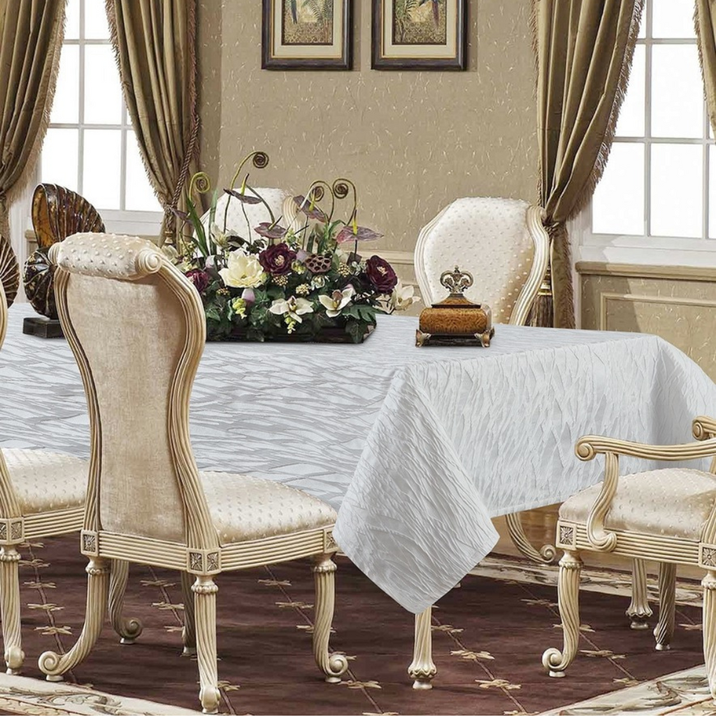 Champlain White Two-Tone Tablecloth