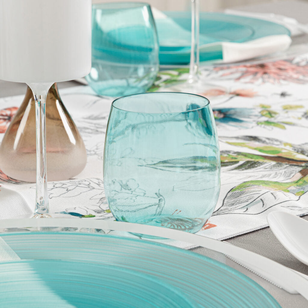 Stemless Goblets 12 oz Aqua Transparent - 6 Count | The Closeout Connection